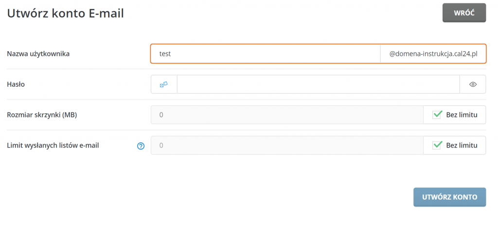 Zarządzanie hasłami oraz limitami do skrzynki pocztowej - cal.pl